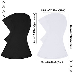 2 Pieces Modal Hijab Cap Adjustable Muslim Stretchy Turban Full Cover Shawl Cap Full Neck Coverage for Lady (White, Black)