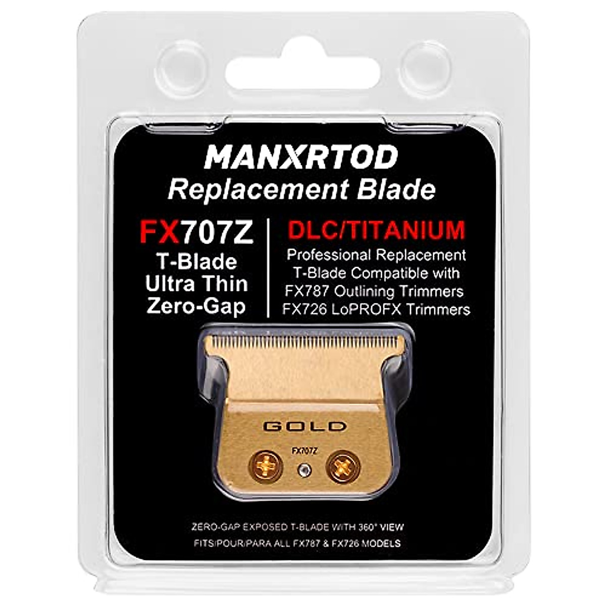 FX707Z Replacement Blades for All BaBylissPRO FX787 & FX726 Trimmers, DLC Replacement Blades Compatible with BaByliss Trimmer Blades, Gold