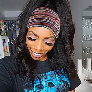 CAKURE Boho Wide Headbands African Head Wraps Stretchy Hairbands Stripe Turban Head Bands for Women and Girls Pack of 3 (Set1)