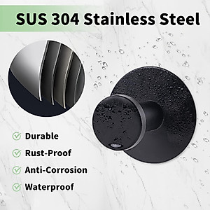 2 Pack Bathroom Wall Towel Hooks - Super Strong Stainless Steel, Supports up to 12LB, Wall Coat Hooks for Kitchen, Adhesive Door Holder Hanger Shower Accessories, Matte Black Heavy Duty