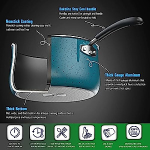 Cook N Home Pots and Pans Nonstick Cookware Set 10-Piece, Belly Shape Kitchen Cooking Set with Frying Pans and Saucepans, Induction Compatible, Turquoise