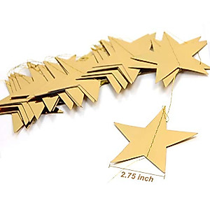 Gold Star Garland Banner Decorations - 156 Feet Bright Gold Paper Garland Hanging Decorations, Glitter Gold Star Bunting Banner for Wedding, Birthday, Holiday, Christmas Party