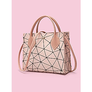 GORGLITTER Women's Geometric Tote Bags Top Handle Satchel Handbag Shoulder Handbag Purses Pink One Size