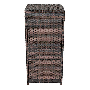 Outdoor Trash Can Rattan Garbage Can Trash Bin with Removable Lid Outdoor Waste Basket Wast Container for Backyard Patio Deck and Outdoor Kitchen Use，with Top Cover Iron Frame (Brown)
