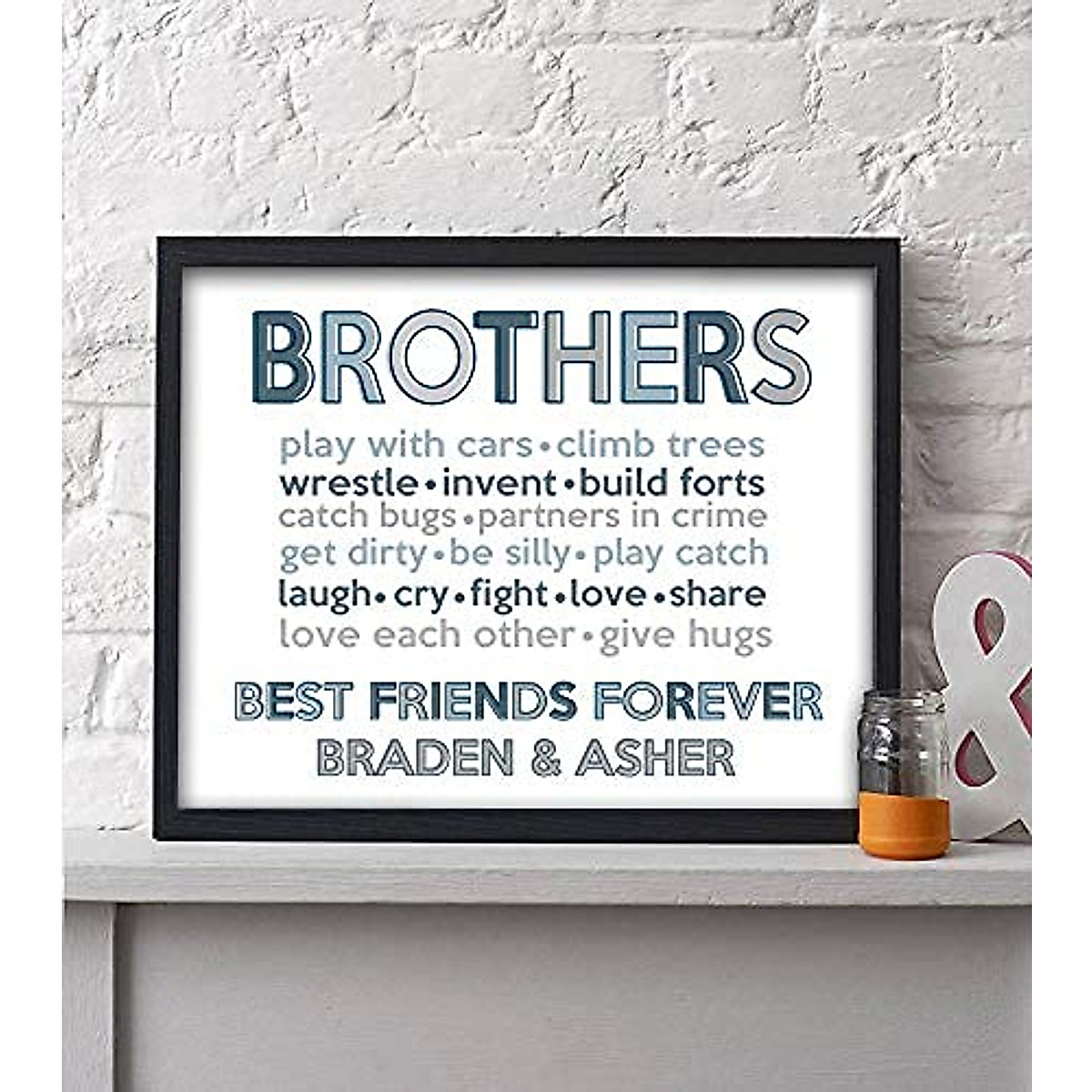 CANARY ROAD Brothers Print | Brother Wall Art | Brother Sign | Brother Playroom | Boy Playroom | Brother Gift | Brother Room Decor | Boys Room Decor