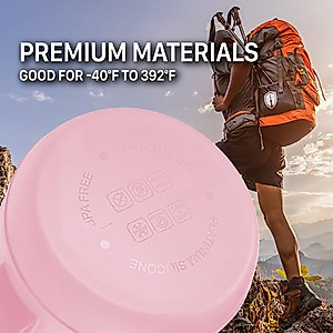 Collapsible Water Bottle for Traveling, Hiking 64 oz Gen 2.0 - Motivational Water Bottle with Time Markings - Half Gallon / 2 L Capacity - BPA Free & Dishwasher Safe (Fruity Pink)