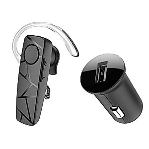TELLUR VOX 60 Bluetooth Headset, Handsfree Earpiece, BT v5.2, Multipoint Two Simultaneous Connected Devices, 360° Hook for Right or Left Ear, iPhone and Android, Car Charger Included