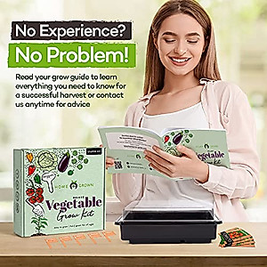Vegetable Garden Starter Kit – 250+ Vegetable Seeds with Germination Seed Starter Tray, Soil, Markers, & Grow Guide - Vegetable Indoor Garden Kit - Indoor Seedling Seed Starter Kits