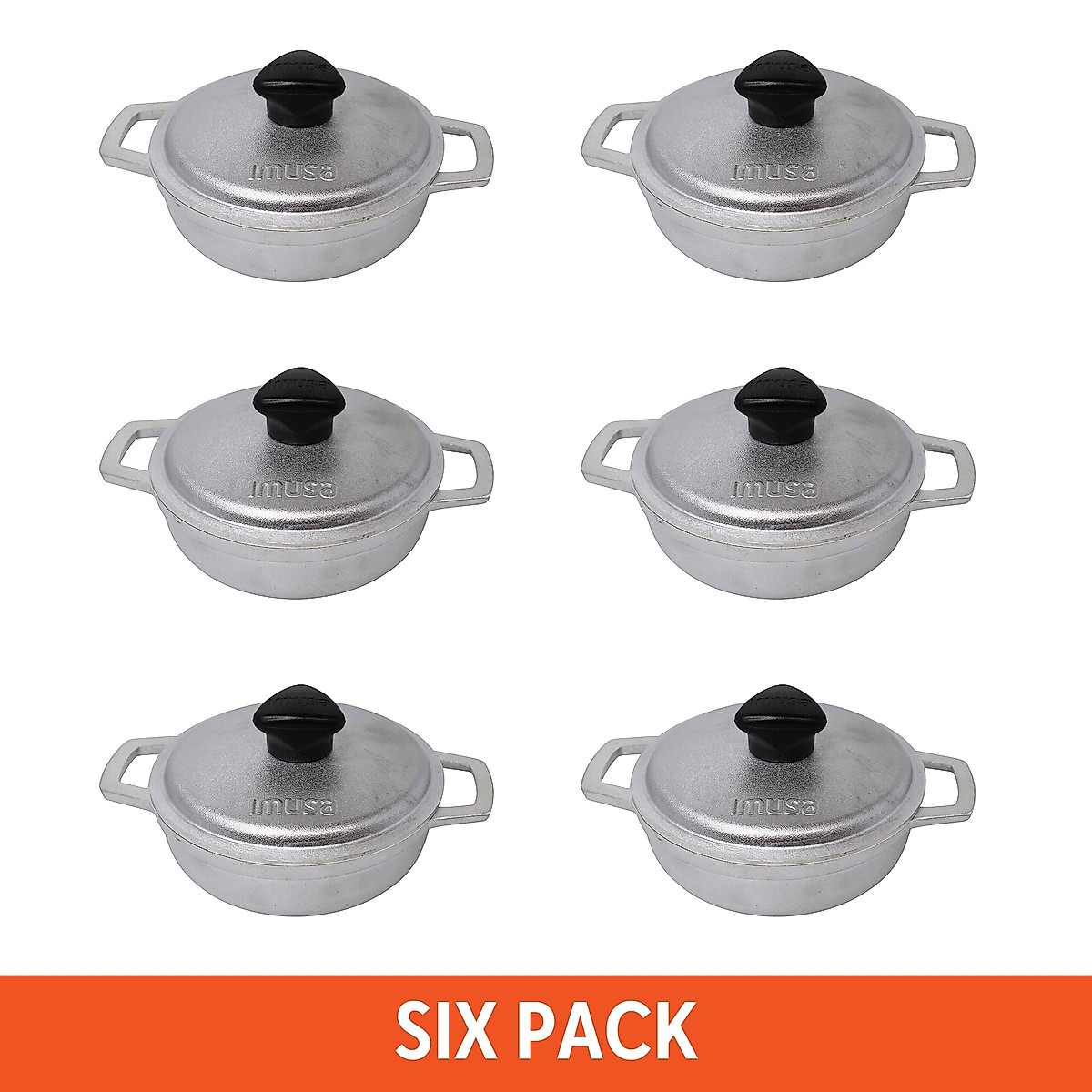 IMUSA 0.5Qt Mini Cast Aluminum Traditional Caldero Set with Lid,Silver