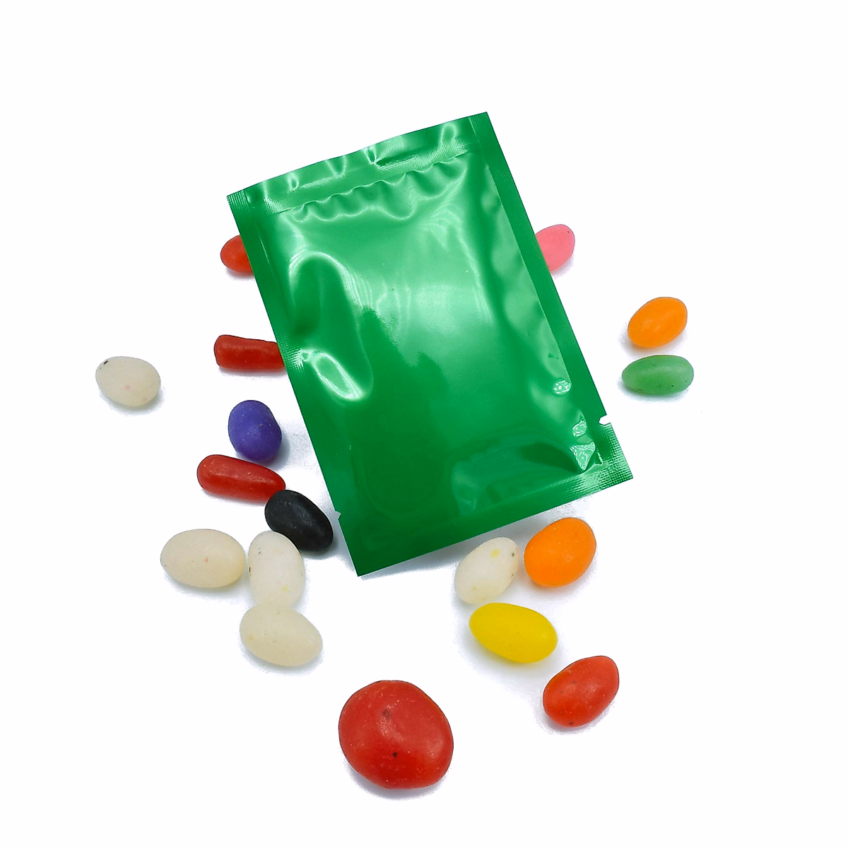 QQ Studio Glossy Green Open Top Mylar Foil Sample Bag (100pcs) (Glossy Green, 6cm x 9cm(2.25"x3.5"))