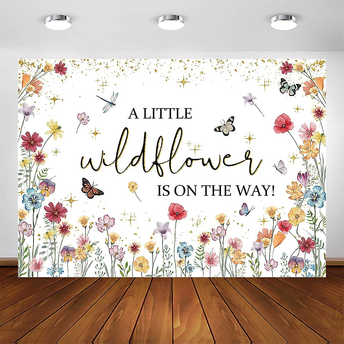 Avezano Wildflower Baby Shower Decorations A Little Wildflower is On The Way Baby Shower Backdrop She is a Wildflower Theme Baby Girls' Baby Shower Photoshoot Background Banner (7x5ft(84x60in))