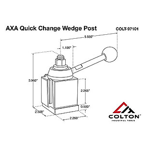 Colton Industrial Tools 3 Pc AXA Machinist Core Quick Change Wedge Tool Post Set