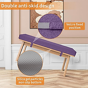 ROFIEJOX Bench Cushion 36 inch - Imitation Linen Fabric, Indoor Outdoor Long Seat Furniture, High-Density Foam, Non-Slip Design for Window Patio Garden, (36x14x3) Purple