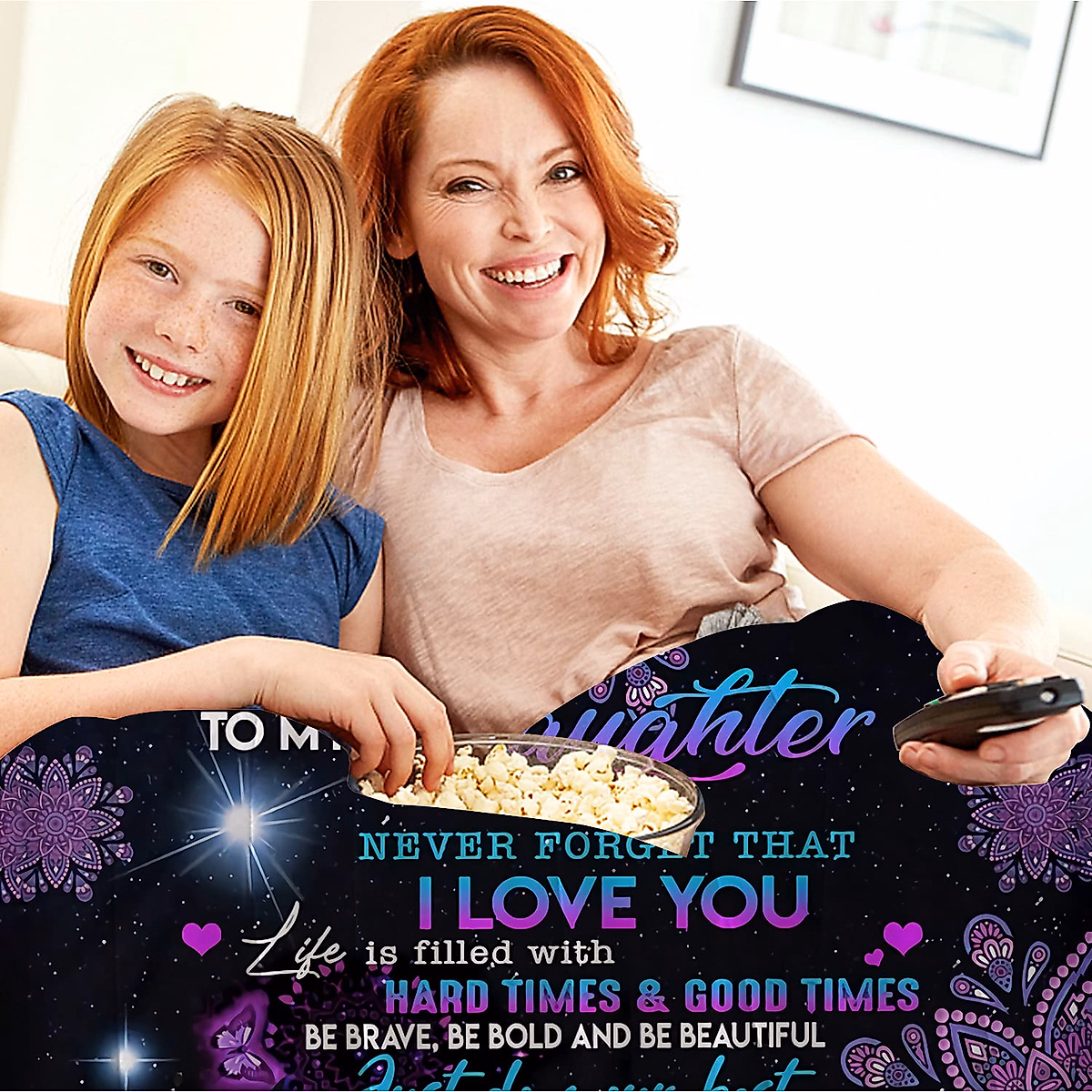 yuboo Daughter Blanket, Daughter Birthday Gifts from Mom - Extra Large Soft Throw Blanket 60x80 Inches Sublimation Butterflies Fleece Blanket for Couch and Sofa Bed