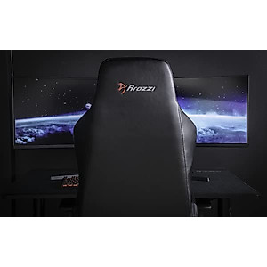 Arozzi - Vernazza Premium PU Leather Ergonomic Gaming/Office Chair with High Backrest, Recliner, Swivel, Tilt, Rocker, Adjustable Height & Adjustable Lumbar & Neck Support - Black - Red Accents