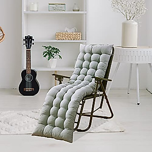 62 Inch Patio Chair Pad Thicker Chaise Lounger Swing Bench Cushion Outdoor Rocking Chair Pad with Ties Bench Chair Cushion for Outdoor Indoor Home Office, Grey