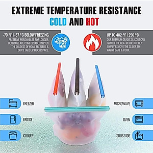 Eco-Friendly Reusable Silicone Food Bags (Set of 3) – BPA Free, Leakproof, Freezer & Microwave Safe, Dishwasher Safe, Multipurpose Storage for Snacks, Meals, and Organizing