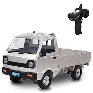 FMT, WPL D12 Kei Truck RC Car 1/10 2.4Ghz Remote Control Rock Crawler Off Road Truck with Brushed Motor, LED Headlights, Middle Engine Rear Drive RTR Toys Car for Adults Kids Boys Great