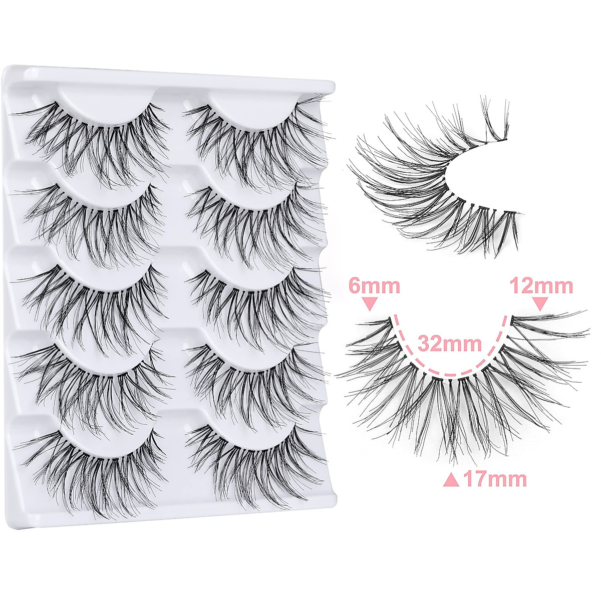 False Eyelashes Glamour Fake Lashes Reusable 100% Handmade (5 Pairs)