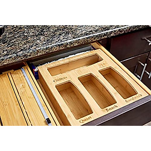 Jaza Goods | Ziplock Bag Storage Organizer and Dispenser for Kitchen Drawer | Wall Mountable | Compatible with Gallon, Quart, Sandwich & Snack Size Bags