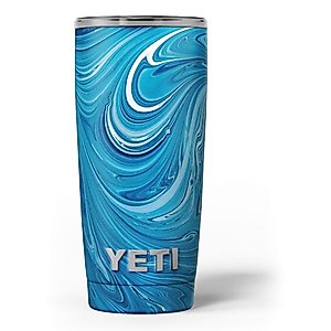 Design Skinz Liquid Blue Color Fusion - Skin Decal Vinyl Wrap Kit Compatible with The Yeti Rambler Cooler Tumbler Cups