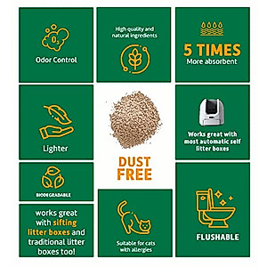 O.R.I./Graystone Natural Granular Tofu Cat Litter for Automatic Self-Cleaning Litter Box Robots | Dust Free Fast Clumping Multi-Cat Flushable Lightweight | 4.5lb Refill Bag (Unscented 36lb 8 Pack)