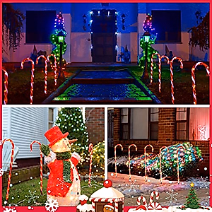 12 Pcs 36 Inch Giant Christmas Candy Cane Pathway Markers Lights, LED Outdoor Decorations, Extra Large Yard Pathway Stake Lights for Lawn Garden Driveway Walkway Xmas Decor