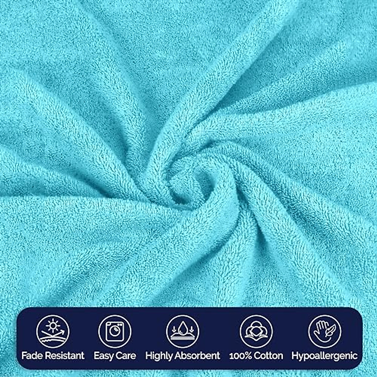 Elegant Comfort Premium Cotton 6-Piece Towel Set, includes 2 Washcloths, 2 Hand Towels and 2 Bath Towels, 100% Turkish Cotton - Highly Absorbent and Super Soft Towels for Bathroom, Aqua