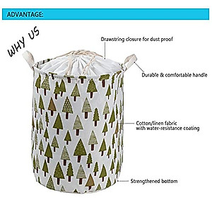 HeyToo 17.7in Drawstring Waterproof Foldable Laundry Hamper,Dirty Clothes Laundry Basket,Handle Linen Bin Storage Organizer for Toy Collection Tree
