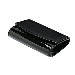 CHARMING TAILOR Patent Leather Flap Clutch Classic Elegant Evening Bag Chic Dress Purse (Black)