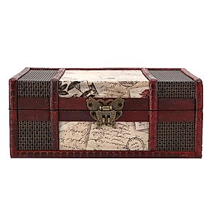 Retro Vintage Wooden Storage Box Book Vintage Wooden Jewelry Organizer Decorative Storage Organizer Vintage Jewelry Treasure Box Small Decorative Treasure Chest(Stamp with lock)