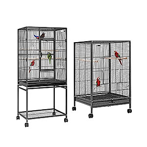 VIVOHOME 54 Inch Wrought Iron Large Bird Cage with Rolling Stand with 30 Inch Height Wrought Iron Bird Cage with Rolling Stand