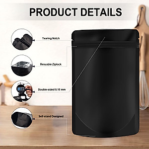 ODDIER 5.5"x7.8" 120pcs Mylar Bags for Food Storage,Smell Proof Bags Resealable Food Storage Bags for Small Business, Stand-up Foil Pouch Packaging Treat Snack Bags for Self Sealing(Black)