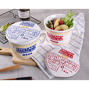 WHJY 27 oz Ceramic Modern Instant Noodles Bowl Cup Mug, Large Ramen Bowl with Handle & Lid, Ceramic Ramen Bowl, Soup Bowl, Instant Ramen Bowl, Ramen Bowls, Pasta Bowl - Red