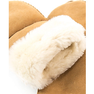 YISEVEN Women's Merino Sheepskin Leather Gloves Flip Fingerless Mitten