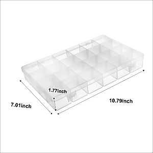 Rumhut 2 Pack Plastic Diamond Painting Storage 24 Grids Adjustable Compartment Small Storage Boxes with 4 PCS Color Chip