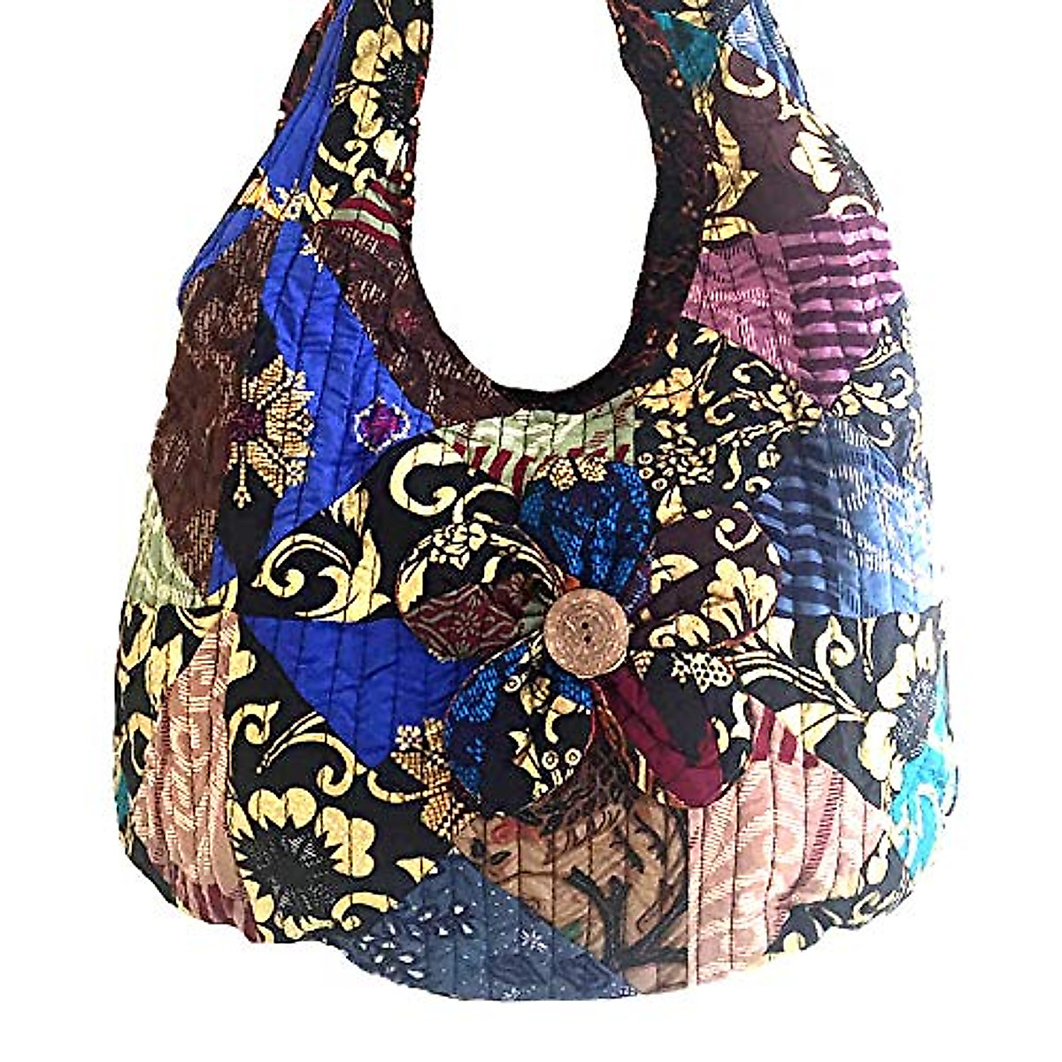 OMA® Multi Color Boho Bohemian Hippy Shoulder Sling Purse Hand Bag With Brocade FEDERAL (TM) BRAND