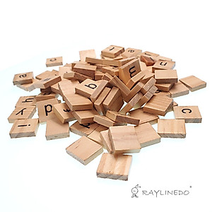 Raylinedo® 100X Wooden Scrabble Tiles Letter Alphabet Scrabbles Number Crafts English Words LOWERCASE MIXED