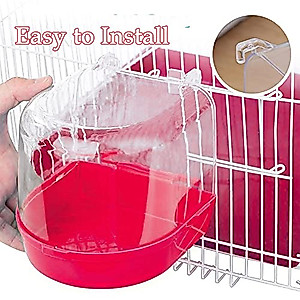 Clear Bird Bath for Cage,Bird Cage Bath, Parrot Hanging Bathtub Shower Box Cage Accessory for Small Birds (Pink)