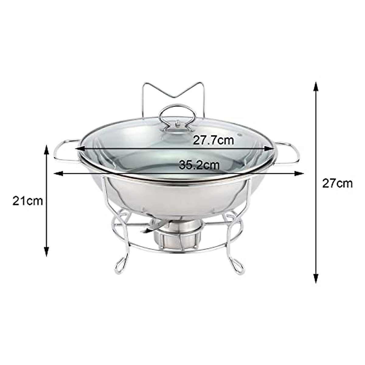MagiDeal Round Buffet Chafer Multifunction with Lids 3.5L Portable Large Capacity Warming Tray Serving Tray Holder Chafing Dish for Catering Parties