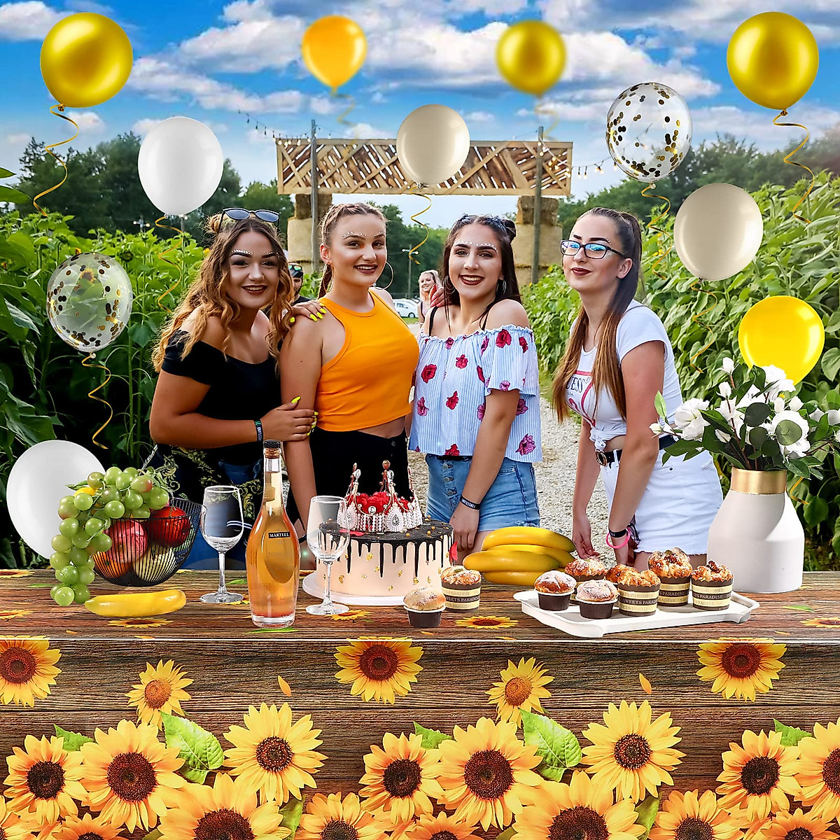 Sunflower Birthday Party Decorations Supplies Sunflower Balloon Garland Kit Include Backdrop Banner Sunflower Tablecloths Balloons Garland for Sunflower Theme Birthday Party Wedding Baby Shower Decor