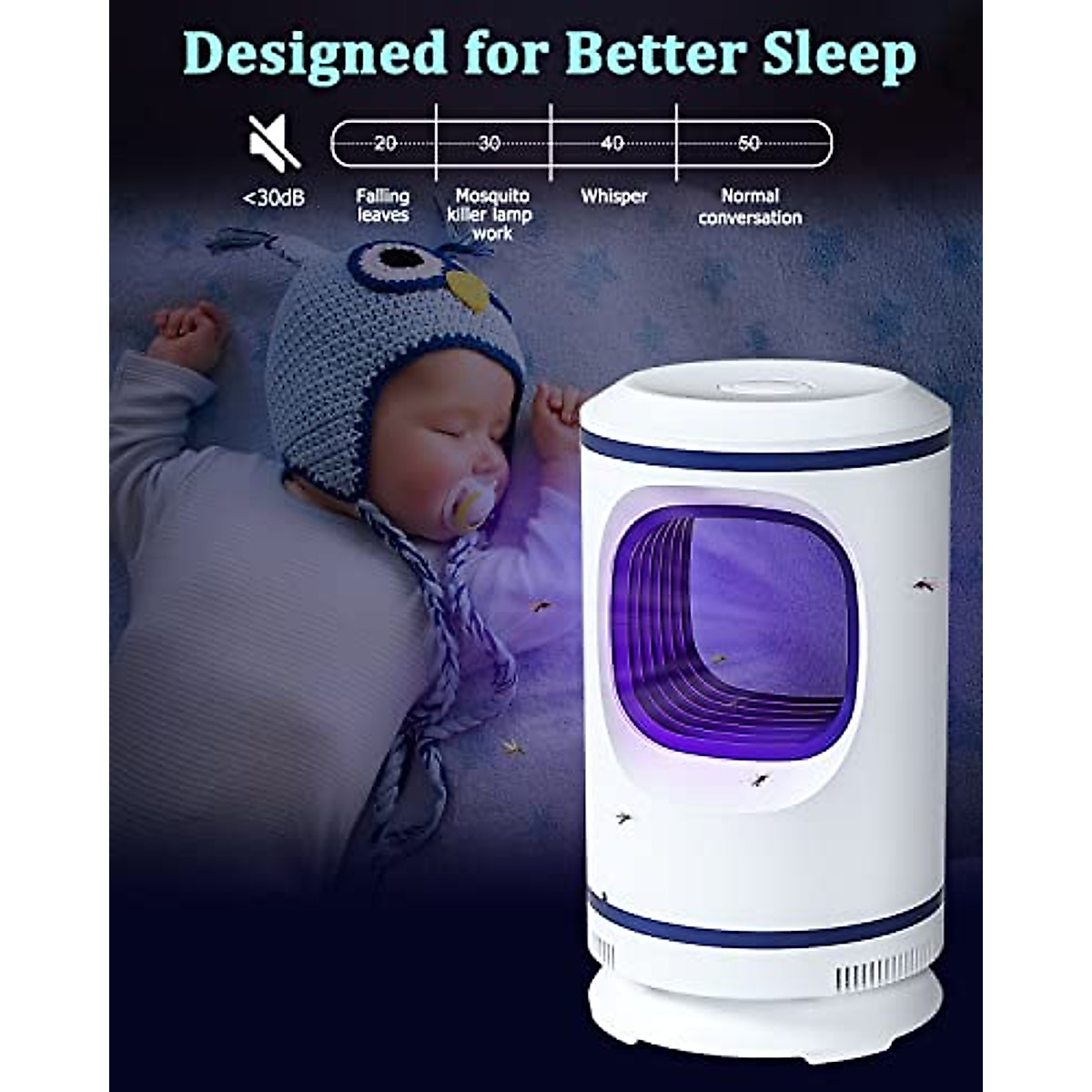 Bug Zapper Indoor, GILAYGROW Insect Trap, Fly Trap, Quiet Fruit Flies Mosquito Killer Trap, Mosquito Lamp, Electric Mosquito Zapper for Bedroom, Living Room, Office, Kitchen (White)