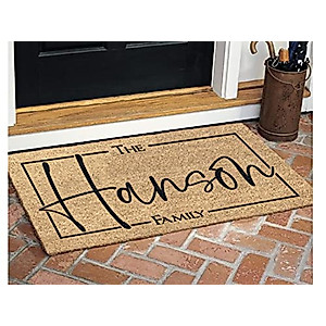 Personalized Family Name Coir Coconut Husk Doormat 18x30 or 24x36 (18"x 30")
