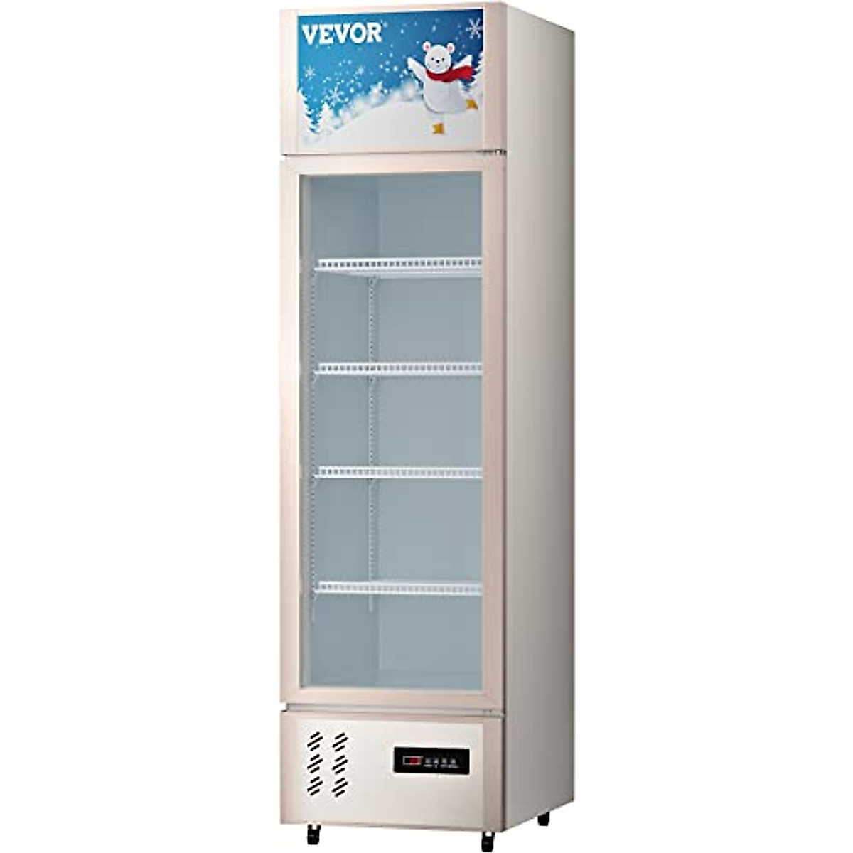 VEVOR Commercial Refrigerator,Display Fridge Upright Beverage Cooler, Glass Door with LED Light for Home, Store, Gym or Office, (11 cu.ft. Single Swing Door)