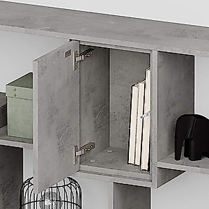 Mobili Fiver, Iacopo, TV wall unit, Concrete Effect, Grey with doors, Tv Stand for 65 inch Tv, Modern Entertainment Center, Italian Furniture