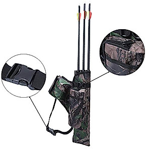 UNISTRENGH Back Hip Archery Quiver Holder 3 Tube Camo Archery Arrow Quiver Holder for Hunting Training with Carry Bag for 24-30 Arrows