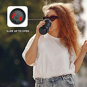 Newvenper Camera Lens Coffee Mug, 304 Stainless Steel Lens Insulated Travel Coffee Mug, BPA Free, Leak Proof, with 2 Lids, for Hot and Cold Drinking Coffee, Tea and Beer, 13.5floz