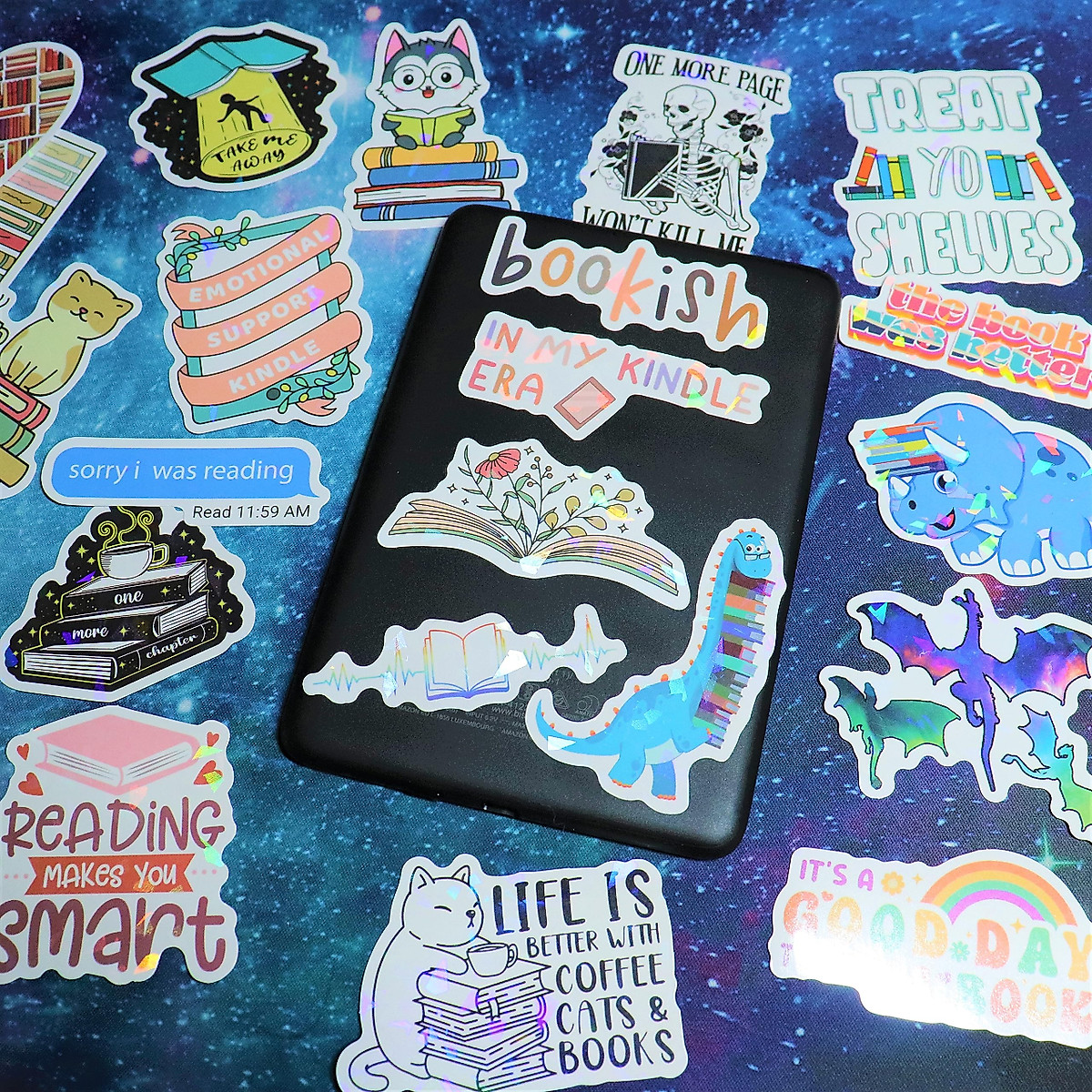 150pcs Stickers for Kindle | Kindle Stickers Bookish Reading Sticker Pack for Smut Readers | Laptop Water Bottle Computer Accessories| Holographic Waterproof