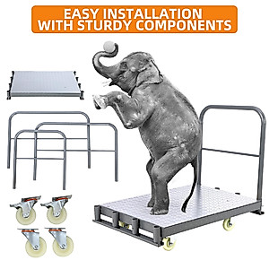 Garvee Steel Panel Truck Cart, Platform Truck Cart Heavy Duty Lumber Cart Drywall Dolly 2000lbs Capacity with 360°Swivel Casters 1Front and 2 Side Handrails Push Cart for Carry Objects (36" x 24")