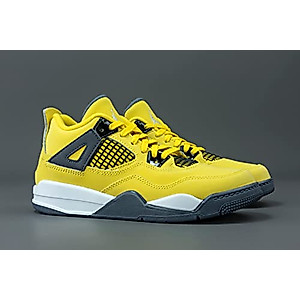 Nike Little Kid Jordan 4 Retro Lightning Tour Yellow/Dark Blue Grey (BQ7669 700) - 12.5 Multicolor 12.5 Little Kid